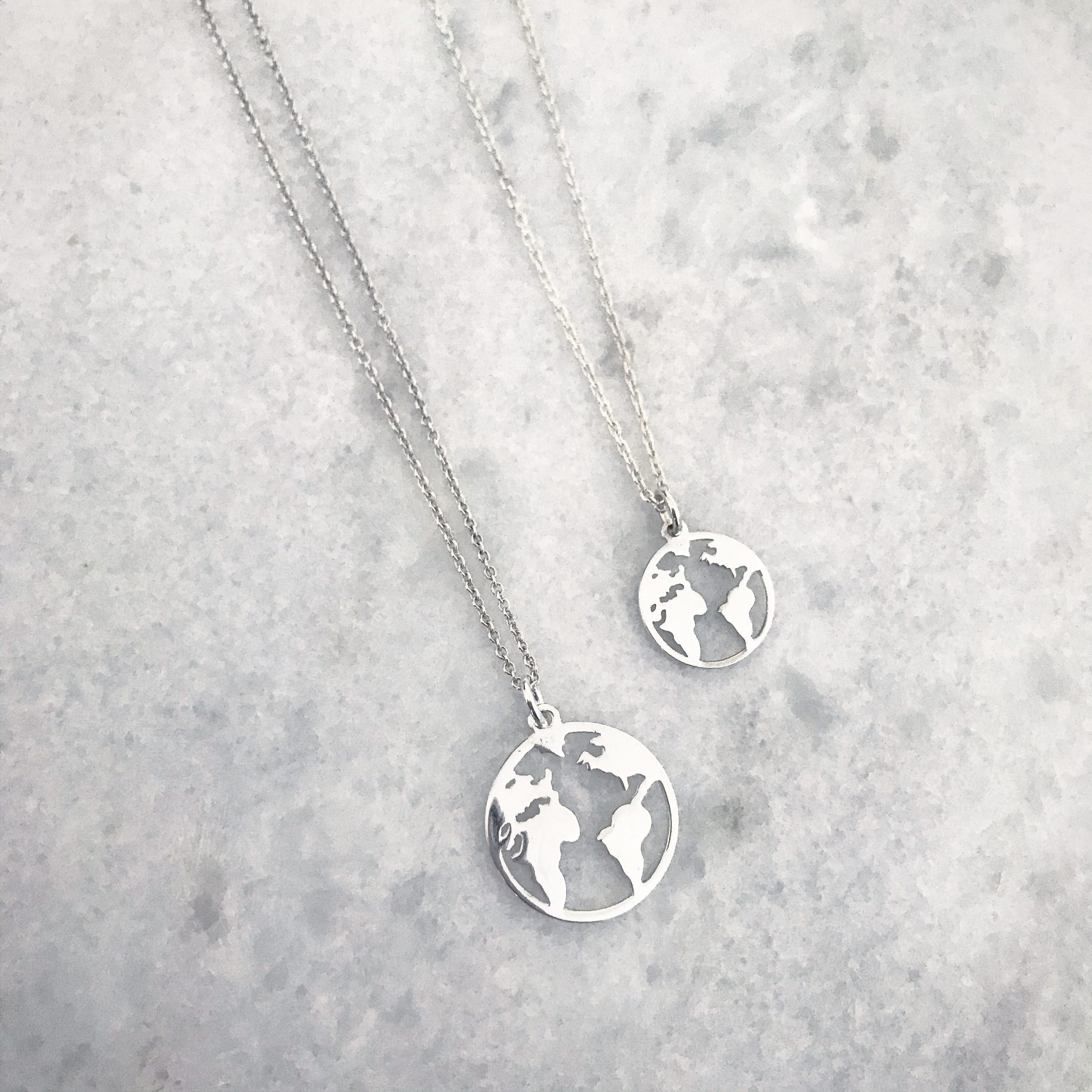 Sterling Silver World Map Necklace - Wisteria London