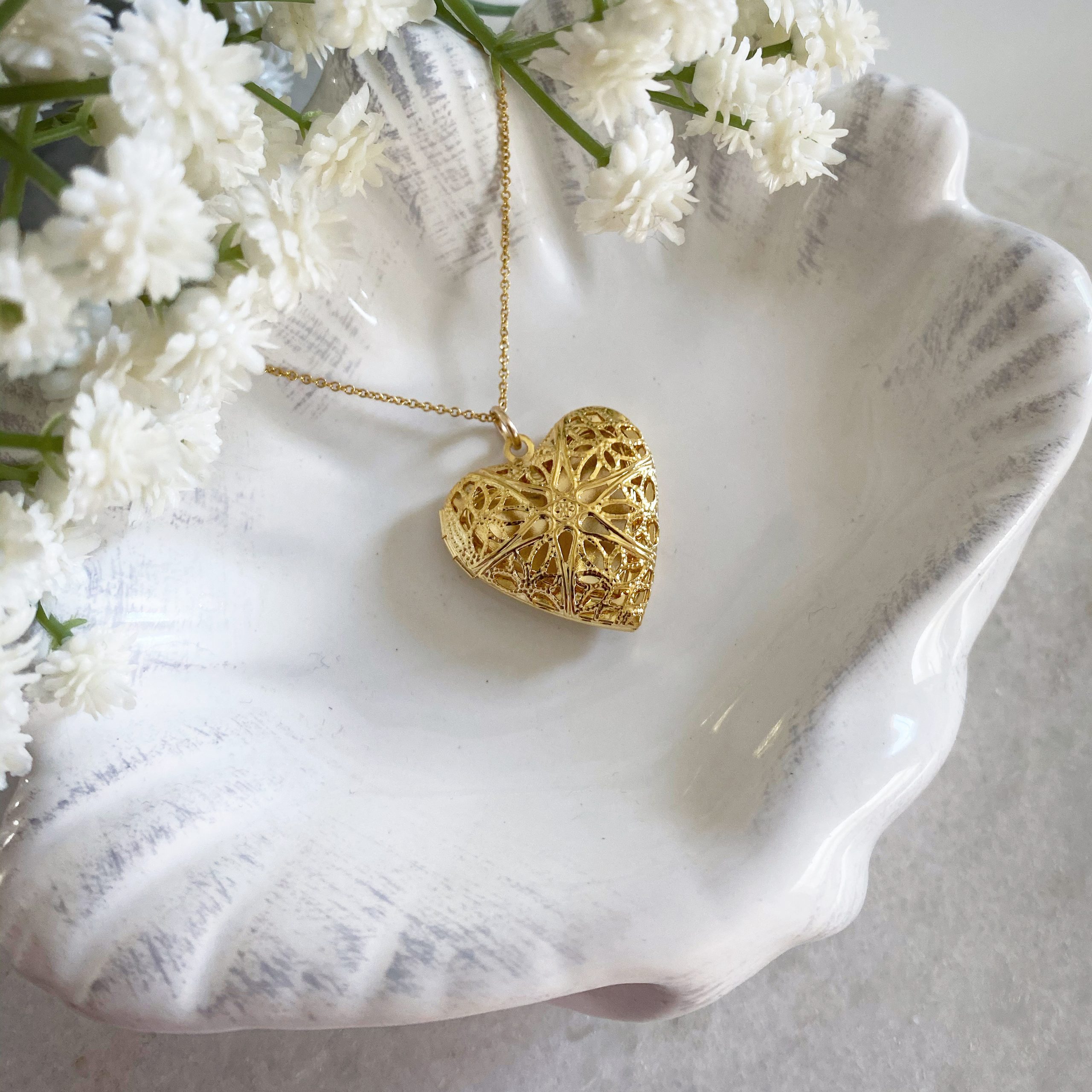 Florence Filigree Heart Locket - Lockets - Wisteria London