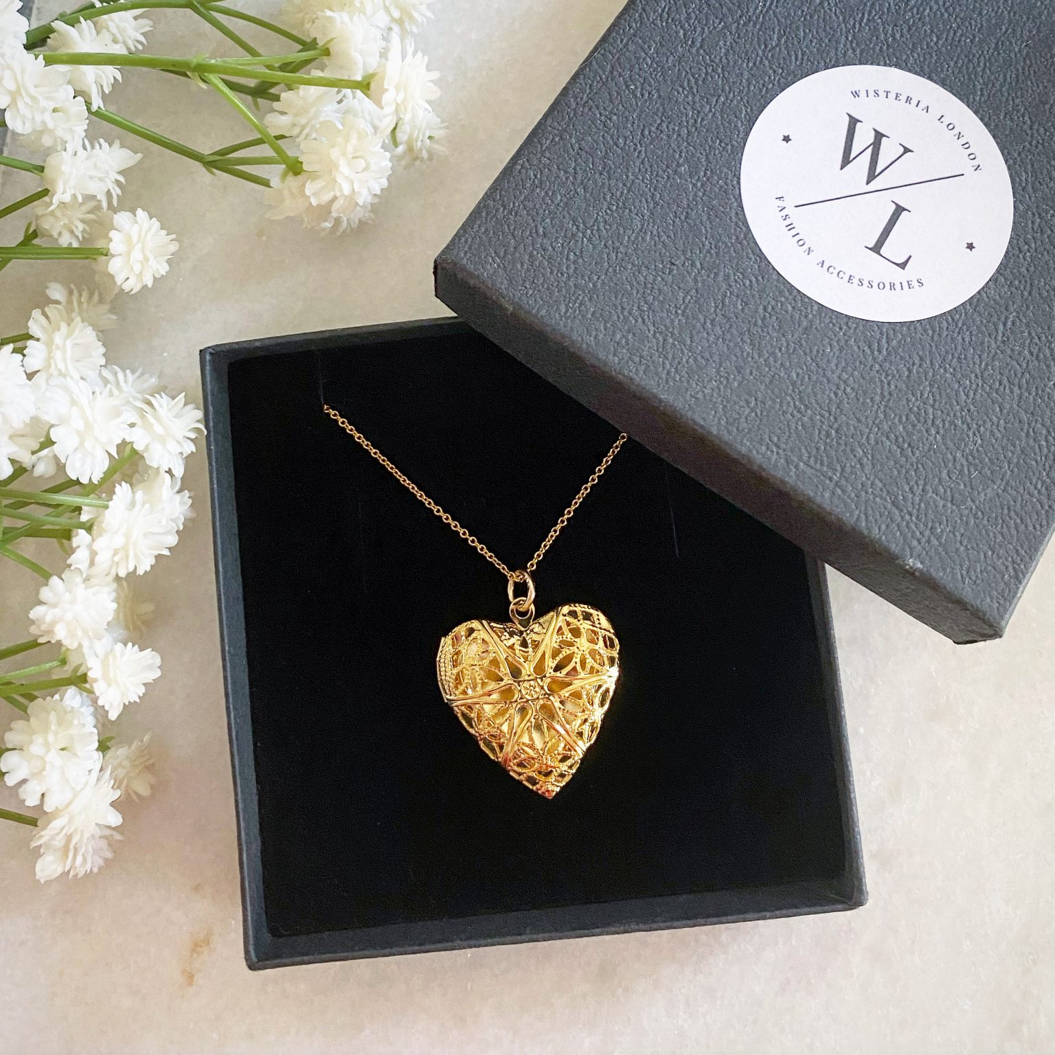 Florence Filigree Heart Locket - Lockets - Wisteria London