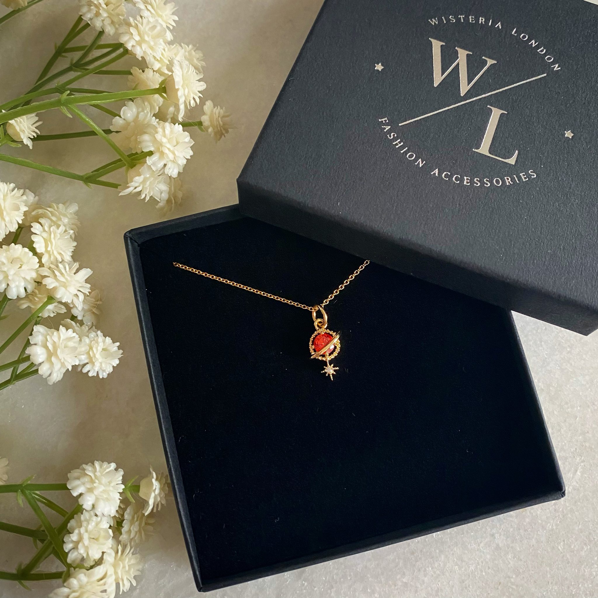Orion Red Planet and Star Necklace - Wisteria London